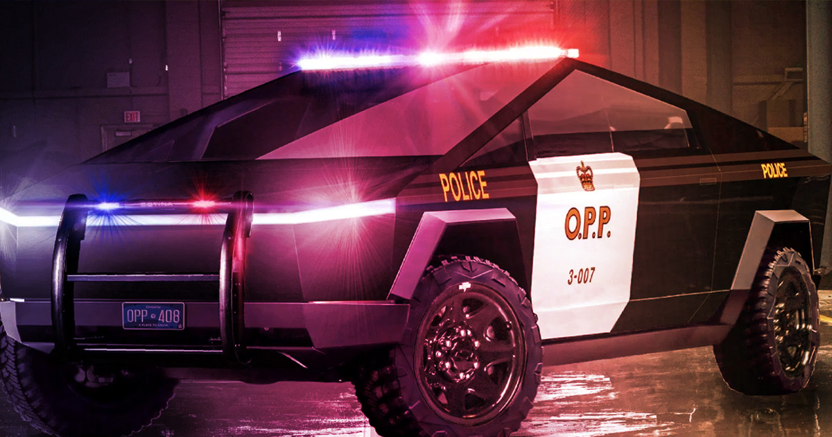 Check Out This Terrifying Cybertruck Police Car