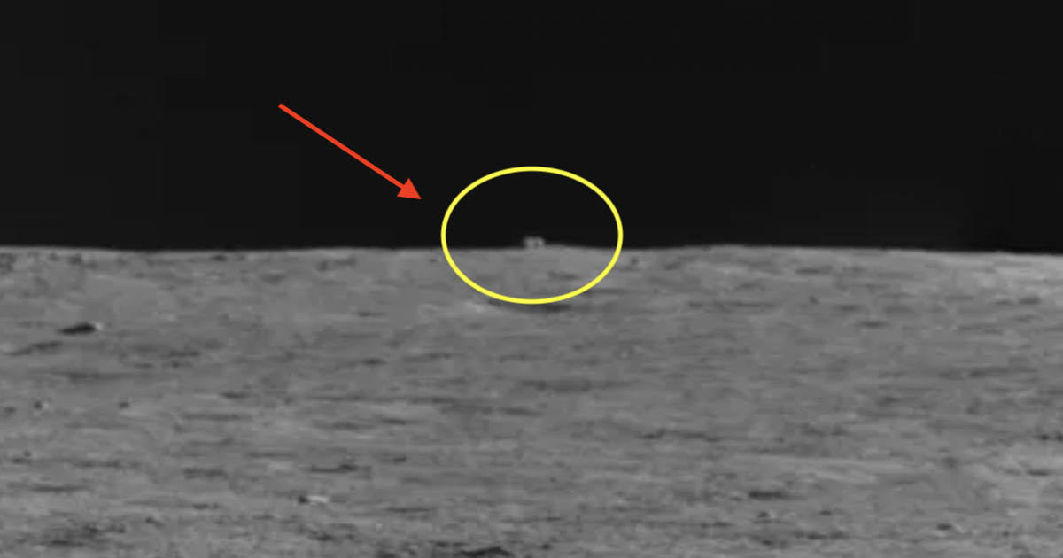 Chinese Rover Exploring What Appears to Be Cube-Shaped Object on Moon