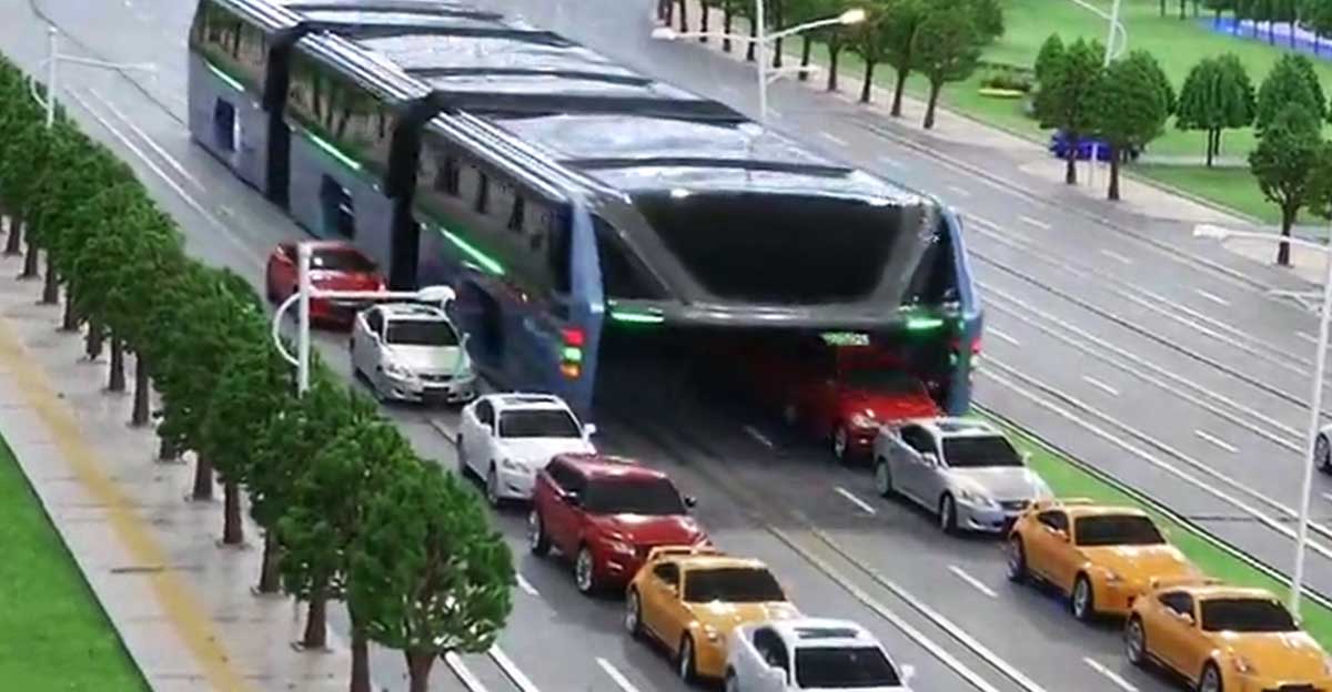 China Just Tested Their Elevated Bus That Cars Can Drive Under