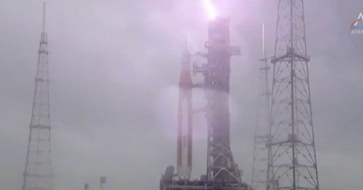 Video Shows Lightning Striking NASA's New Moon Rocket