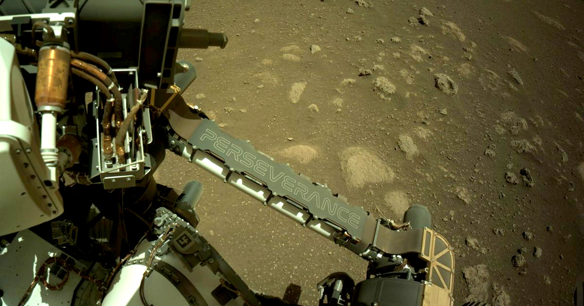 NASA's Mars Rover "Percy" Stretches Its Arm for the First Time