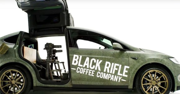 Uh Oh, Someone Built a Tesla With Dual Giant Machine Guns