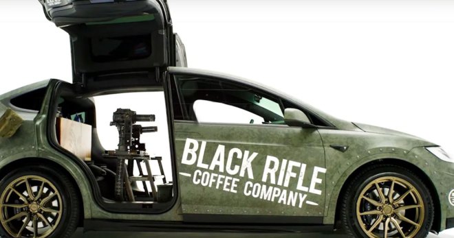 Uh Oh, Someone Built a Tesla With Dual Giant Machine Guns