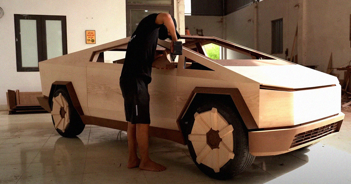 Someone Built a Fully Functional Wooden Cybertruck