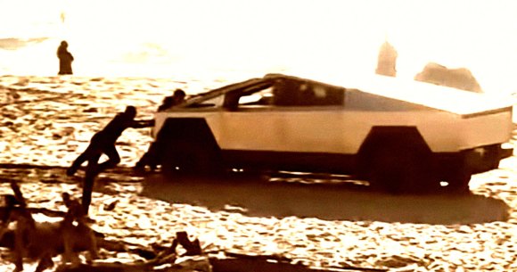 Cybertruck Stuck on Beach
