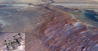 NASA Mars Rover Exploring Spiderweb-Like Patterns on Mars