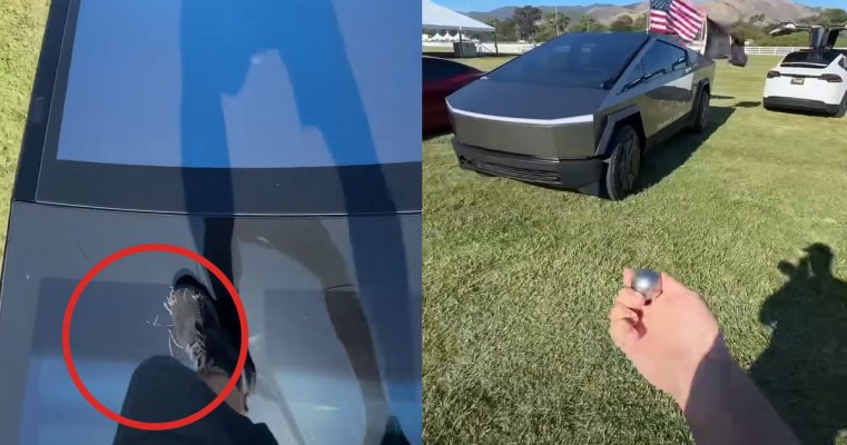 Tesla Fan Climbs on Cybertruck to Show How Tough It Is, Accidentally ...