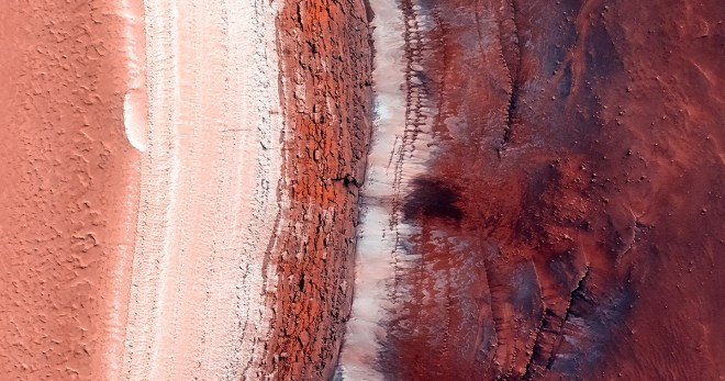 NASA Mars Rover Exploring Spiderweb-Like Patterns on Mars