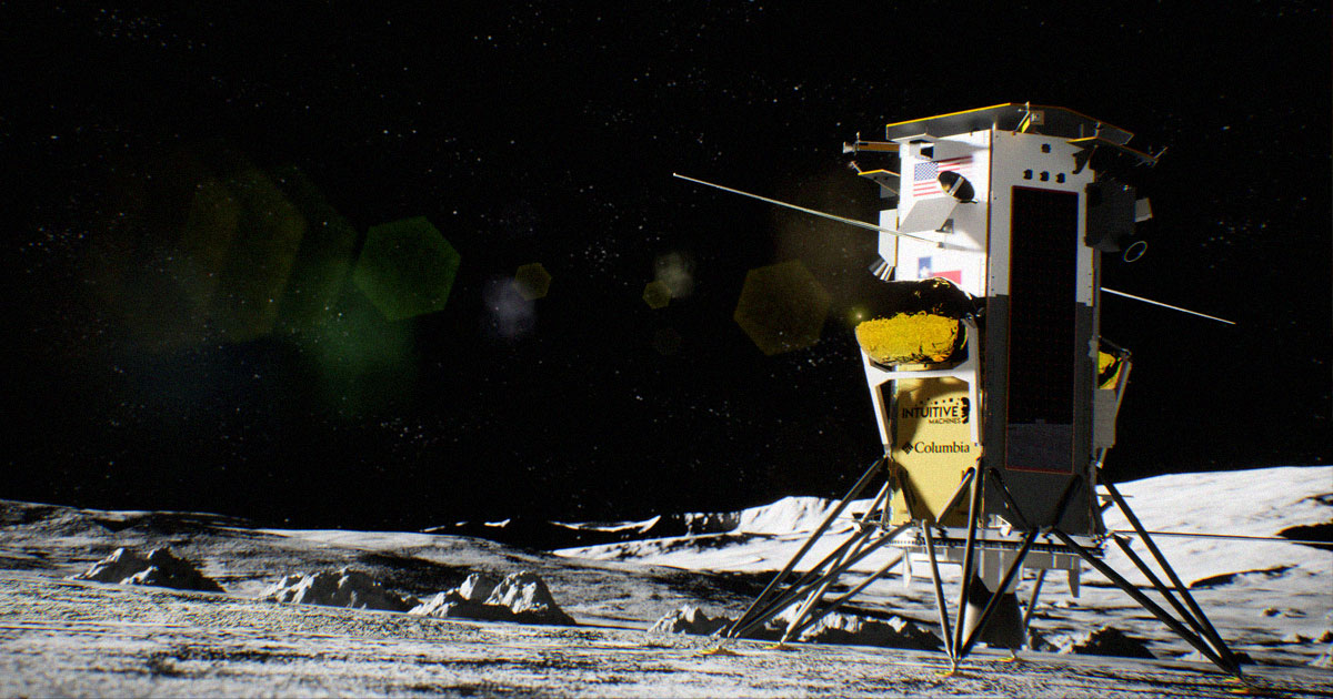Robot With Large Drill Headed for Surface of Moon