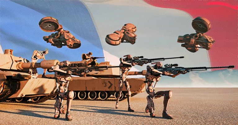 Russian Soldiers Seen Surrendering to Gun-Wielding Robot