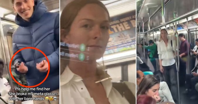 Woman Hailed as Hero for Smashing Man's Meta Smart Glasses on Subway
